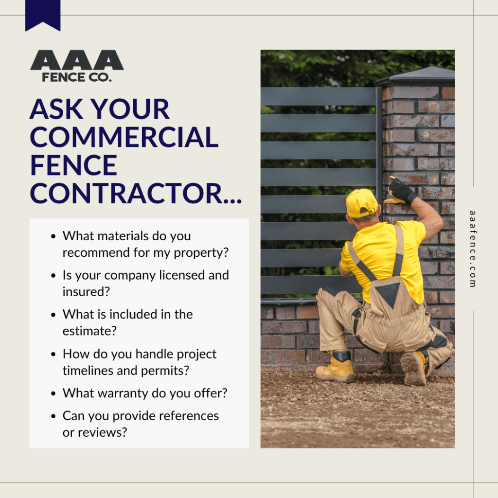 7 Questions to Ask Your Commercial Fence Contractor - AAA Fence
